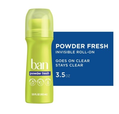 Ban Antiperspirant Deodorant Roll On 24HR Invisible Powder Fresh Scent ...