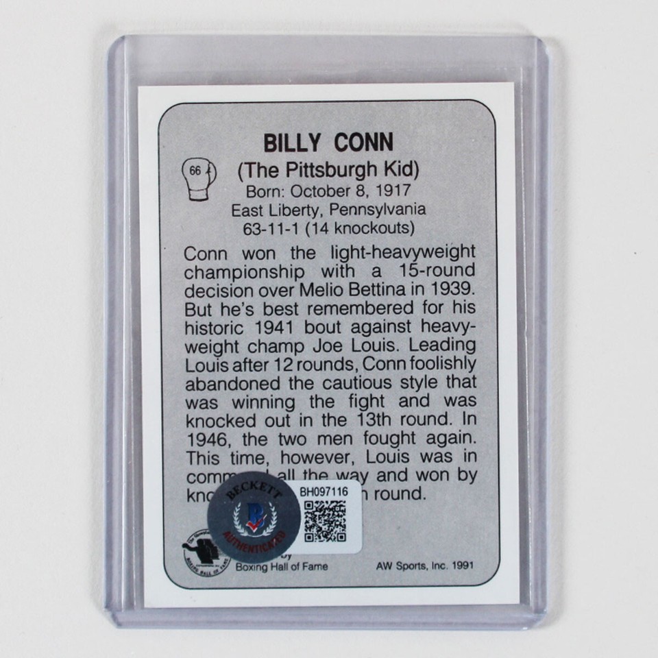 Billy Conn Signed Card - COA BAS | eBay