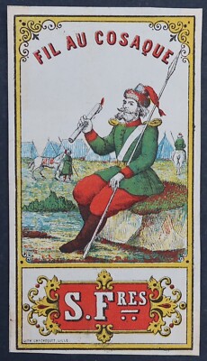 Antique label 1870 LIN THREAD Au Cossque Soldat old thread label 7 | eBay