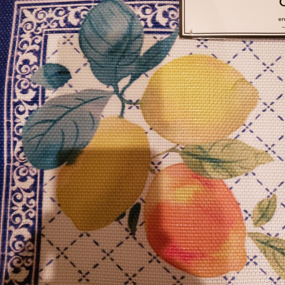 New Citrus & Blue Border Lemon Fruit Vinyl Placemats Set Of 4 Indoor ...