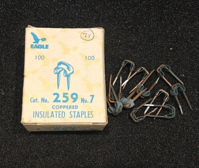 74 PCS EAGLE 259-7 VINTAGE COPPERED INSULATED STAPLES | eBay