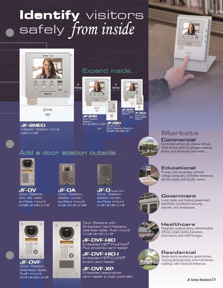 Aiphone JF-2MED V2 Master Station for JF Series Audio/Video Intercom ...