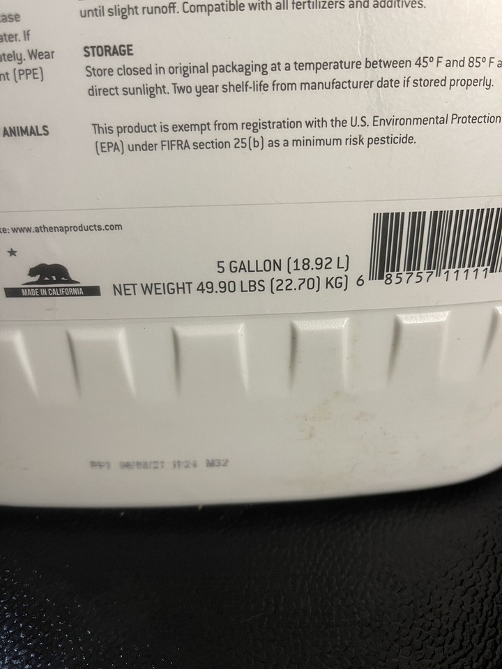 Athena IPM New Sealed Broad Spectrum Pesticide & Fungicide 5 Gallon (18 ...