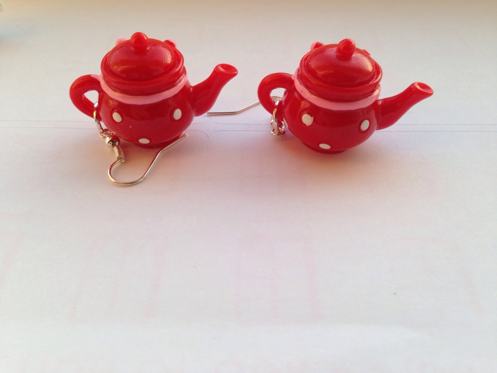 Polka Dot Tea Pot teapot Drop Dangle Earrings Red or White | eBay