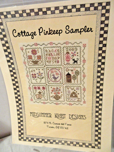 Midsummer Night Designs COTTAGE PINKEEP SAMPLER Counted Cross Stitch ...