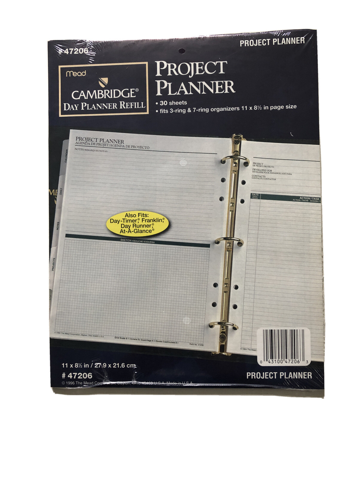 Mead Cambridge Day Planner Refill Project Planner 11" x 8.5" No. 47206 ...