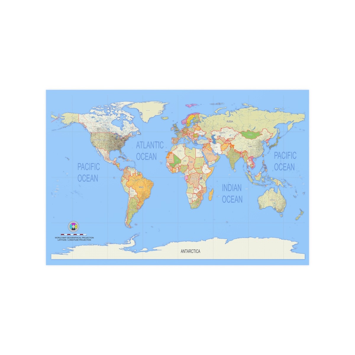 World Political Map Black And White A4 Size Outline Base Maps