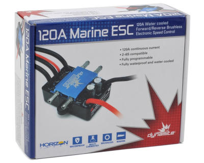 Dynamite 120A Brushless Marine Boat ESC Electronic Speed Control 2-6S ...