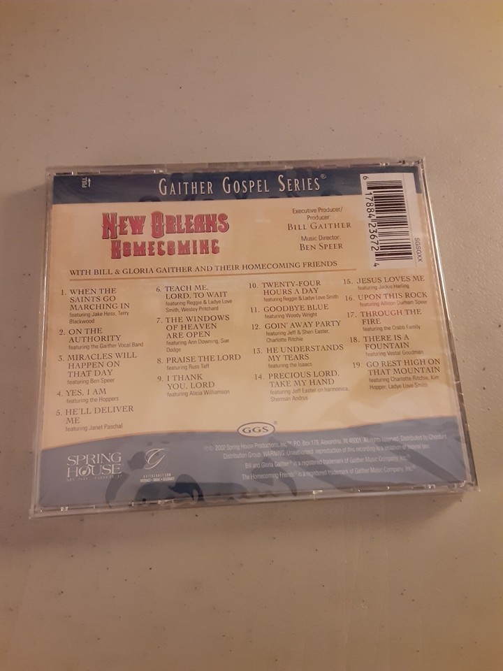 New Orleans Homecoming by Bill & Gloria Gaither (CD, 2002) Brand New ...