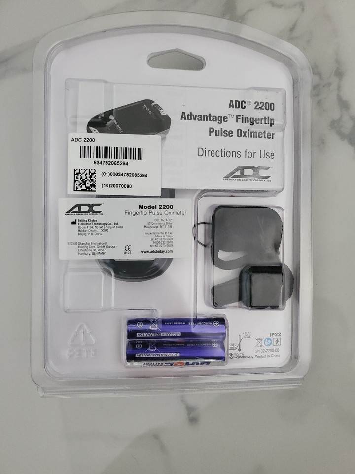 ADC Advantage 2200 Fingertip Pulse Oximeter Carry-Lanyard 2-Display ...