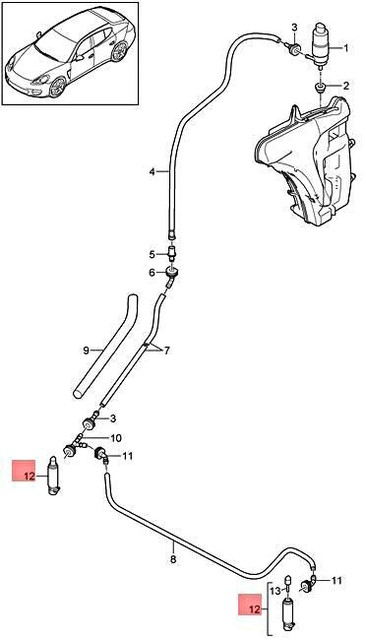12 Porsche Panamera 4s Front Headlight Washer Pump 97062813300 for sale ...