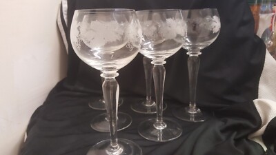 6 Bohemia Crystal Grape and Vine Hock Glasses 220mls 1970's | eBay ...