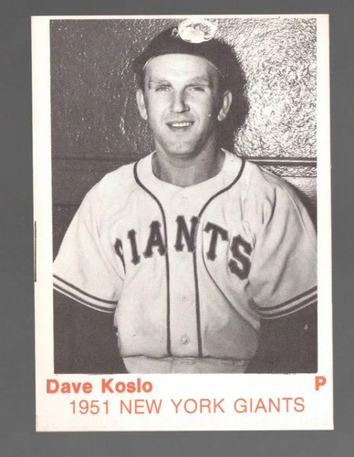 1975 TCMA 1951 New York Giants Orange Names Dave Koslo #NNO Excellent ...