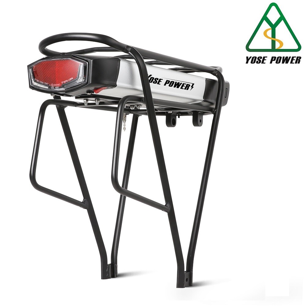 36V13Ah E-bike Li-ion Rear Frame Rack Battery Fit for 26"-28" V-brake ...