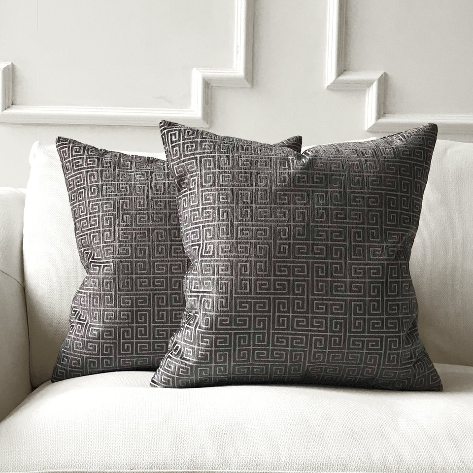 Iron Greek Key Velvet Throw Pillow Cover 20x20 | eBay