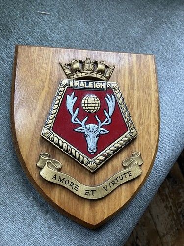 Vintage HMS Raleigh Presentation Wooden Mess Plaque / Shield | eBay UK