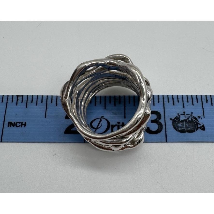 Vintage Free Form Organic Brutalist Handmade Sterling Silver Wide Band ...