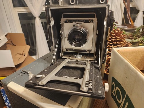 GRAFLEX 4X5 CROWN GRAPHIC “SPECIAL”PRESS CAMERA w Rodenstock 135mm Lens ...