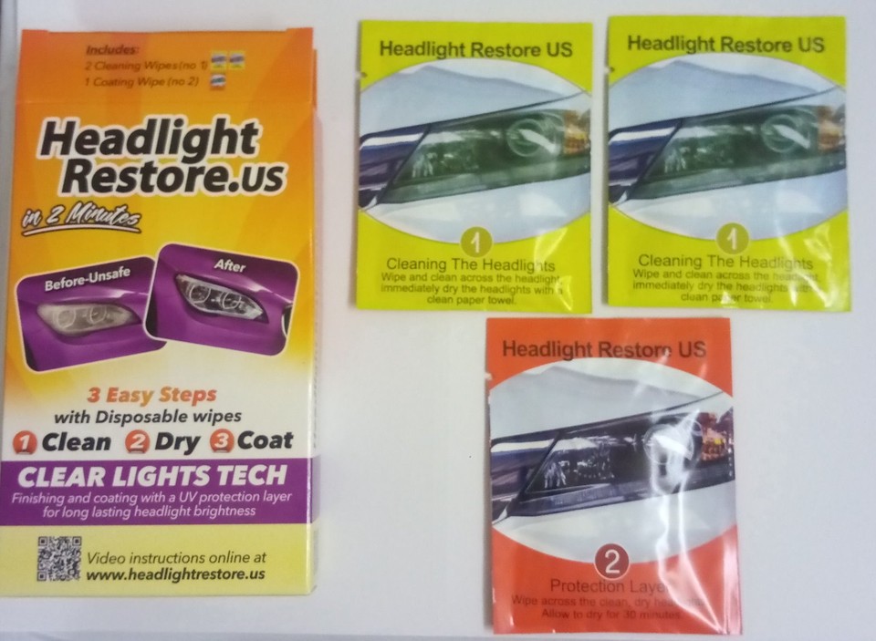 HEADLIGHT RESTORATION KIT for Car Truck Lens Cleaning and UV Protection ...