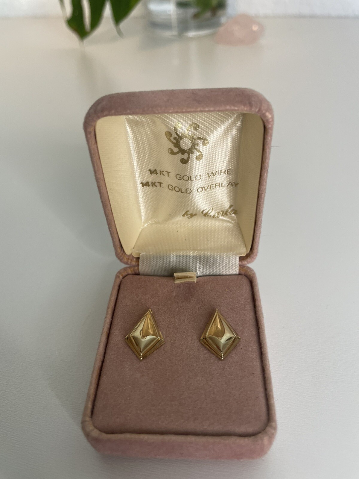 Vintage Carla 14K Yellow Gold Earrings USA Made Kites retro geometric ...