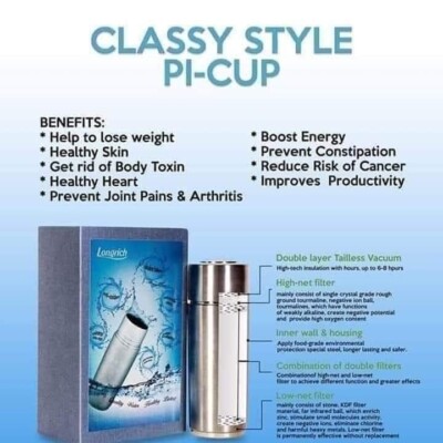 Longrich Classy Style Pi Energy Alkaline Water Cup (PH Balance, Healthy ...