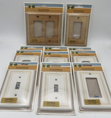 Lot 11 HAMPTON BAY Decorative Wall Plates CAST STONE Switch GFCI Outlet ...