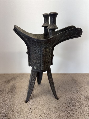 Vintage Bronze Chinese Jue , Ritual Wine Vessel | eBay