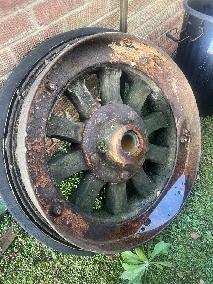 2 x cast iron /wood-cart-wheels vintage | eBay UK