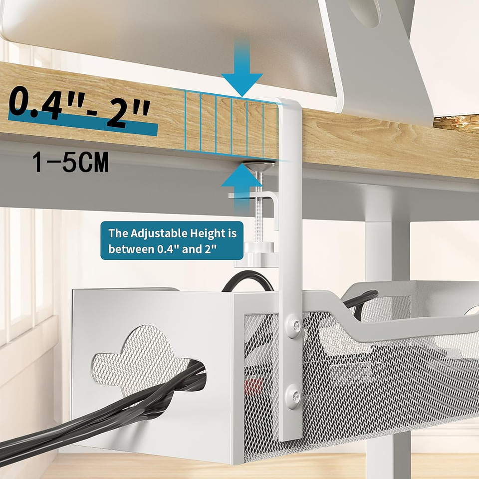 Under Desk Cable Management Tray No Drill, Metal Mesh Cable Organizer ...