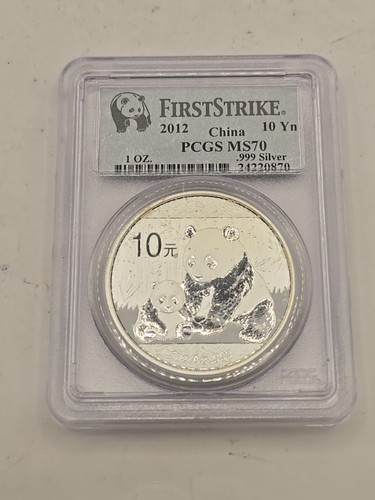 2012 China 1ozt. .999 Silver Panda 10 Yuan S10Y PCGS MS70 First Strike ...