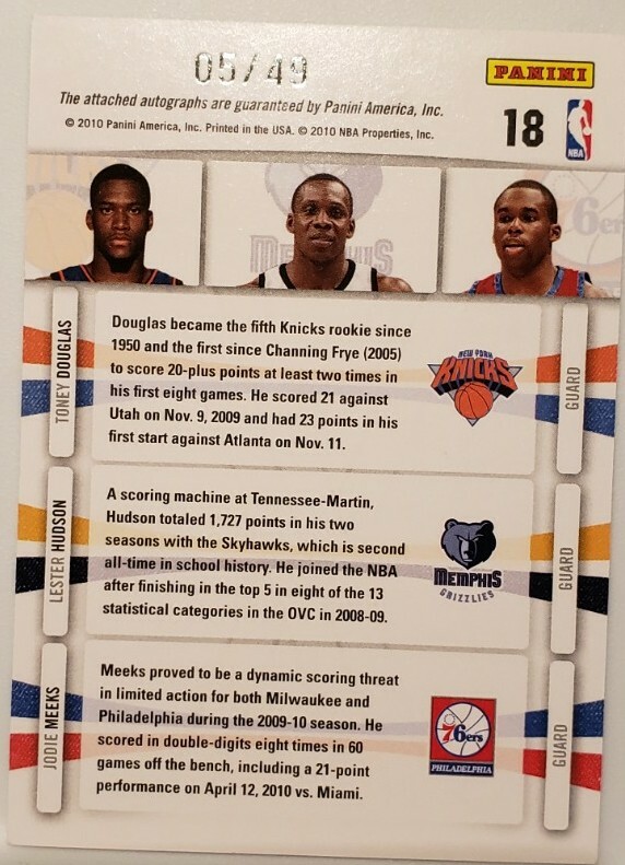 Jodie MEEKS Lester HUDSON Toney DOUGLAS 2009-10 Panini Update TRIPLE ...