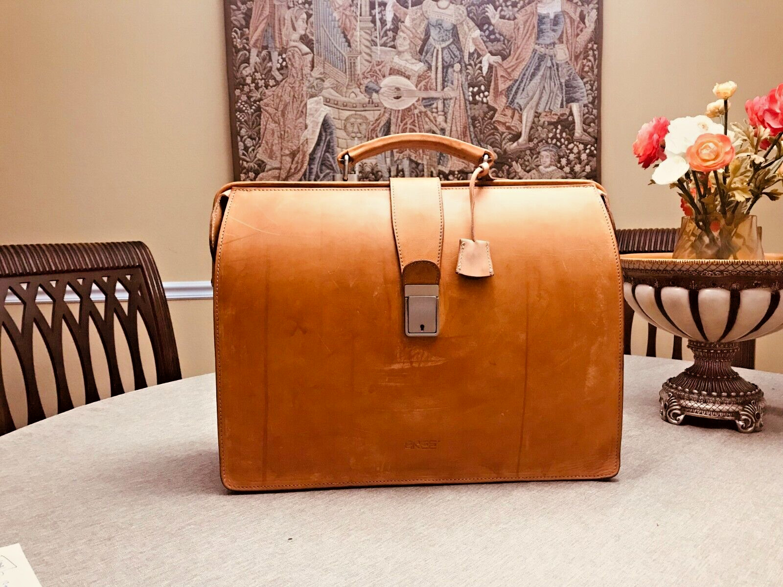 ORIGINAL BREE Tan Heavy Leather Briefcase Lawyer… - Gem