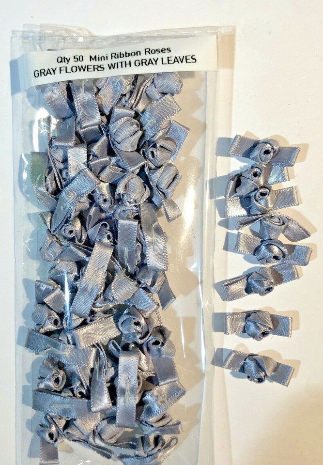 50 SATIN MINI RIBBON ROSES 3/8" Applique Sewing Bow Craft Choose your ...