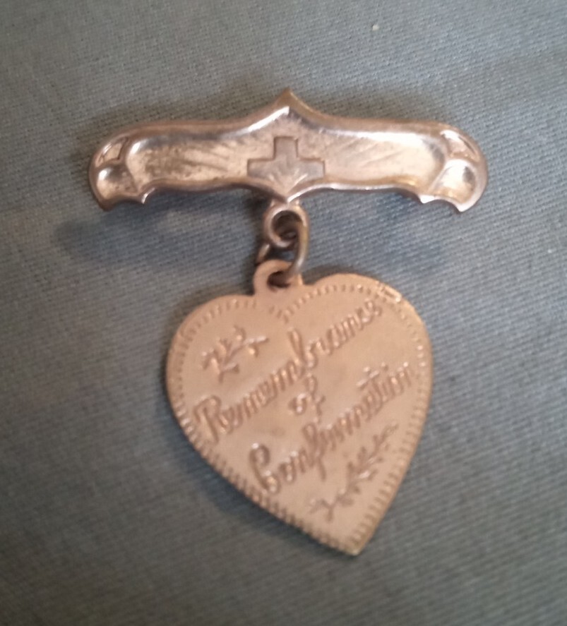 Vintage Gold Filled Remembrance Of Confirmation Heart Pin Badge | eBay