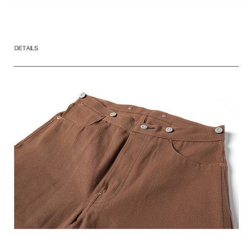 Retro Work Pants High Waist Loose Fit Workwear Trousers Brown | eBay