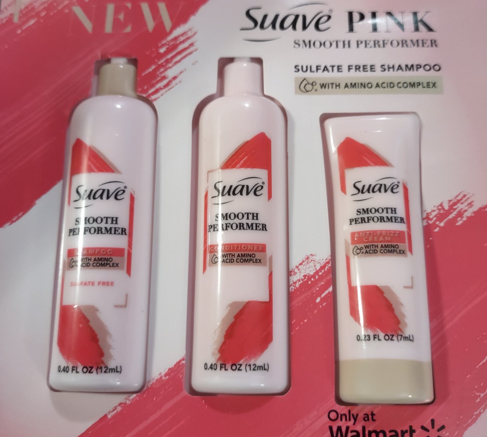 NEW Suave PINK Smooth Performer Samples Shampoo Conditioner Anti-frizz ...