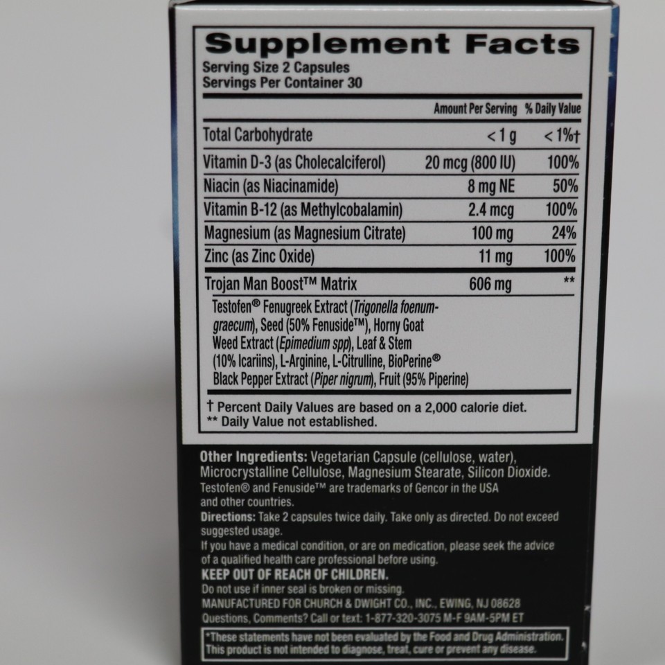 TROJAN MAN BOOST DAILY SUPPLEMENT 3 bottles (180 capsules) MEN'S ...