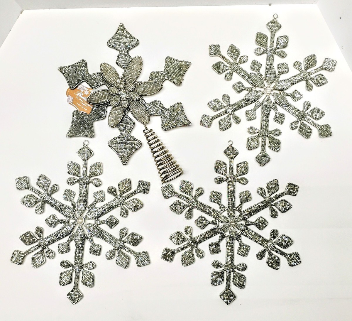 Sparkle Of Snowflakes On Set Of 4 Light Blue Sparkle/Glitter Snowflake