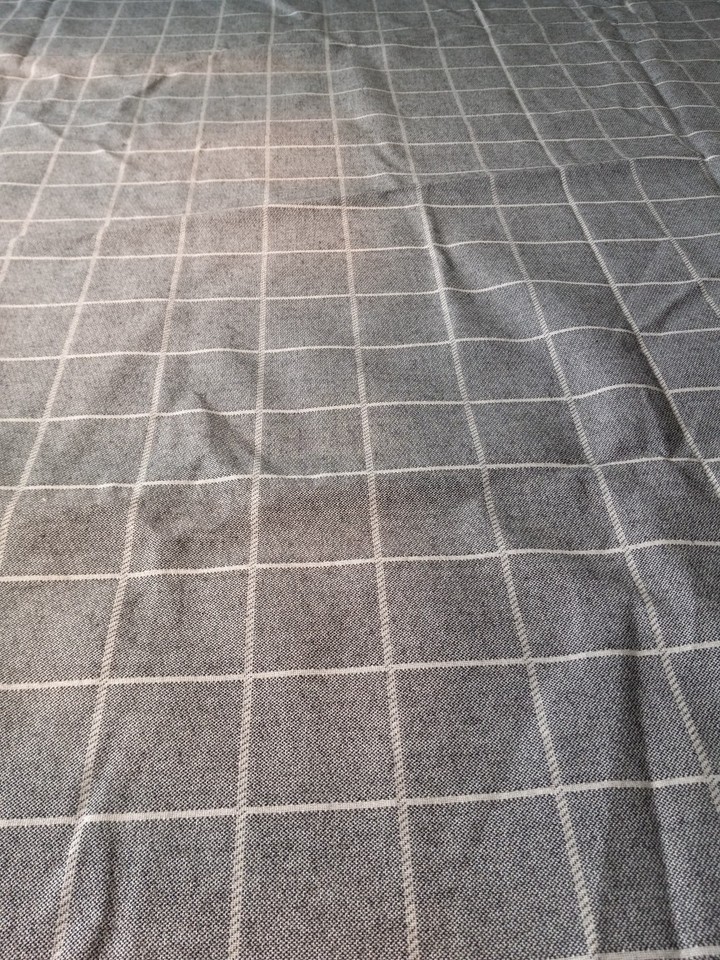 High-End Upholstery Remnant Gray & White Window Pane Fabric 66 x 37 ...