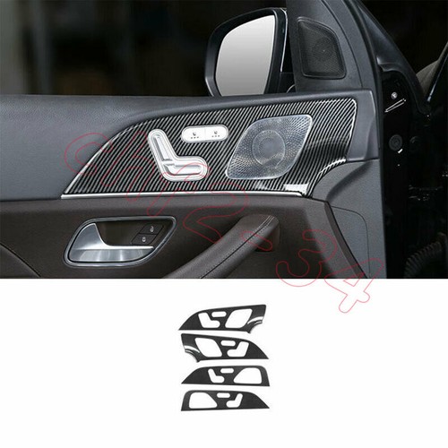 ABS Carbon Fiber Interior Door Panel Cover Trim*4 Fit For Benz GLE GLS ...