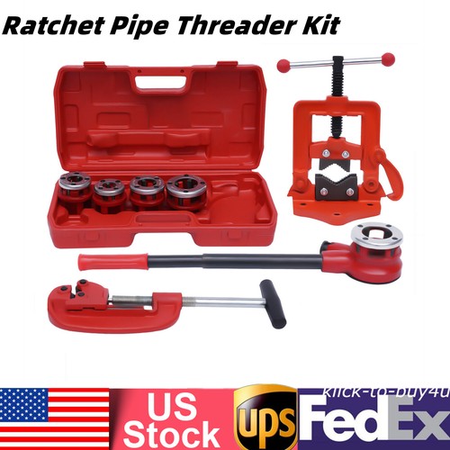 Ratchet Pipe Threader Kit Set With 5 Dies :3/8'', 1/2'', 3/4'', 1'', 1 ...