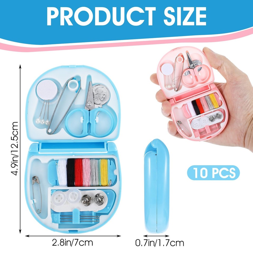 10 Pcs Mini Travel Sewing Kit, Emergency Sewing Kit Travel Small ...