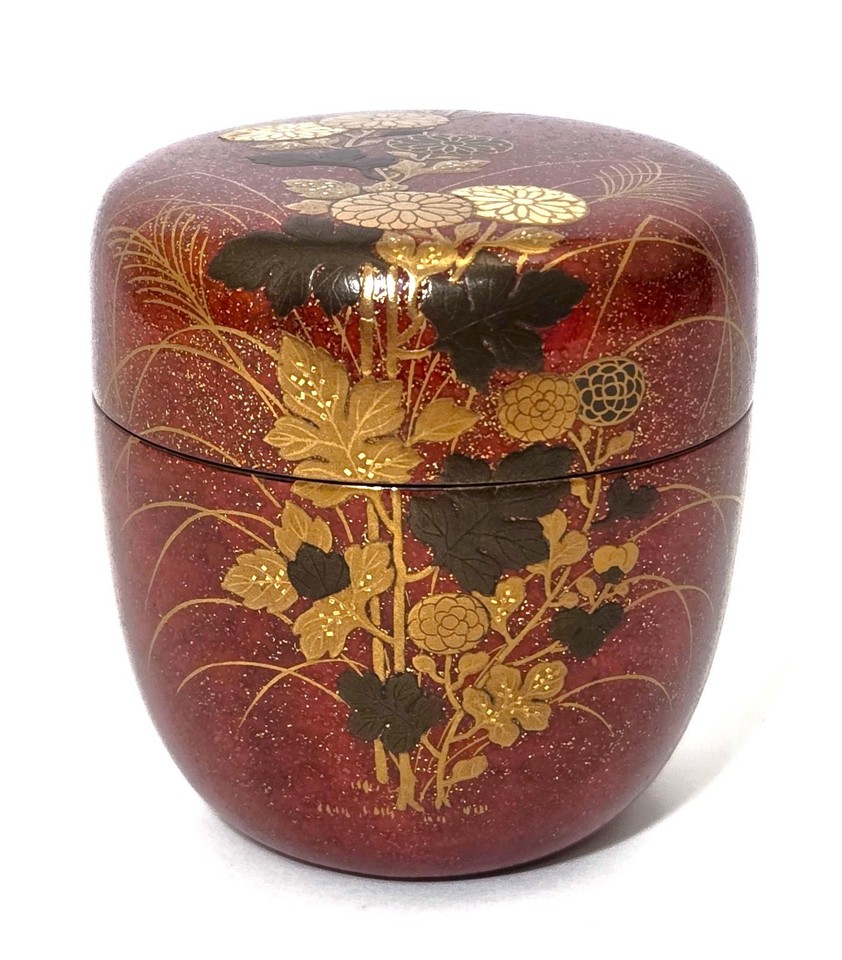 Antique Japanese Gilt Red Lacquer Box w Flowers | eBay