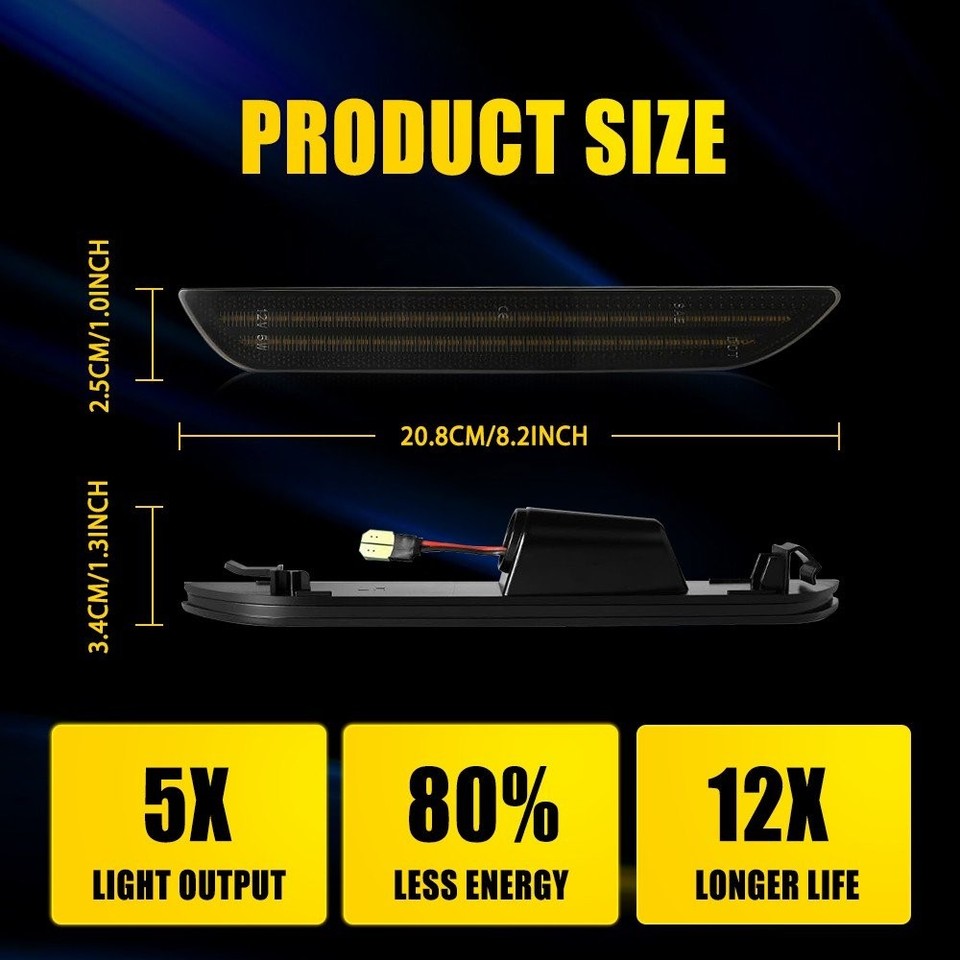 Dynamic Smoked LED Side Marker Blinker Signal Light For 2015-2023 Ford ...