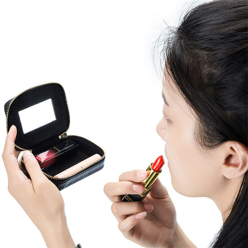 Genuine Leather Lipstick Cases With Mirror For Purses Makeup Bags ...