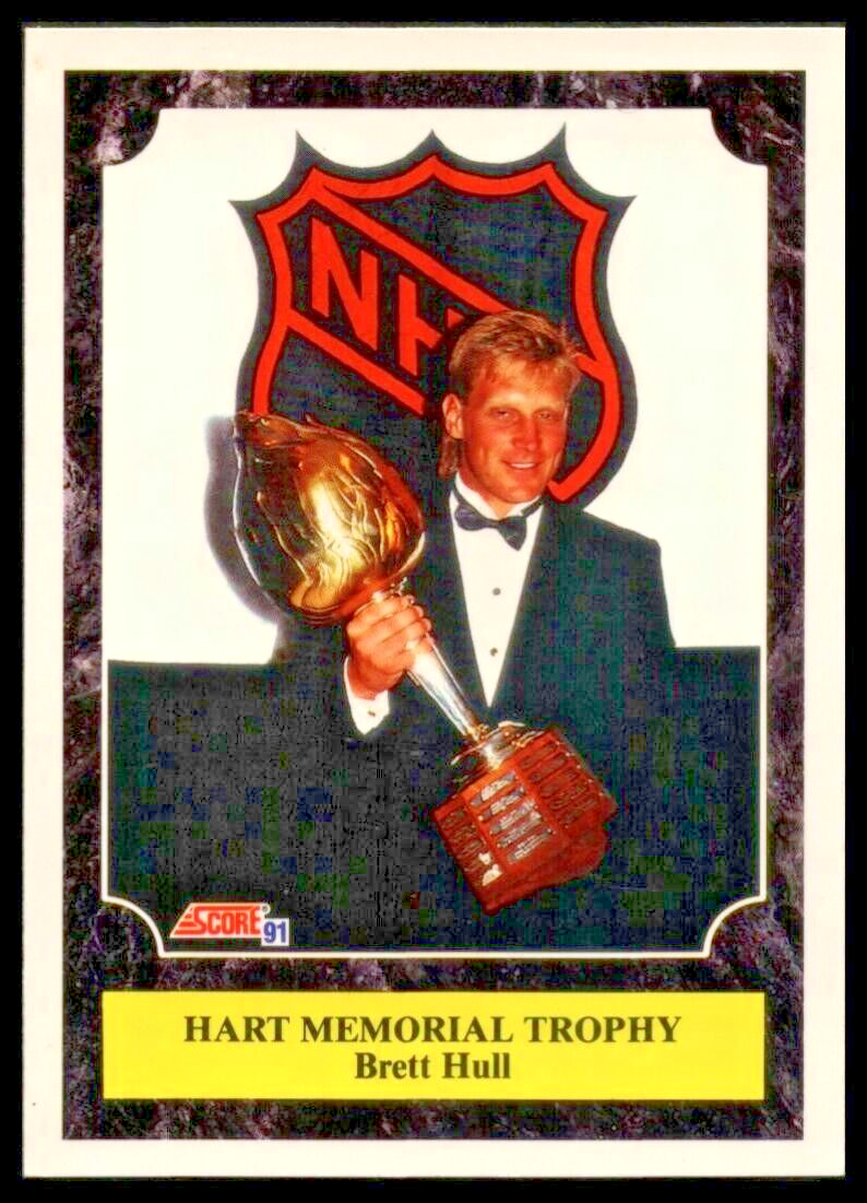 1991-92 SCORE CANADIAN ENGLIGH #318 BRETT HULL/HART MEMORIAL TROPHY STL BLUES | eBay