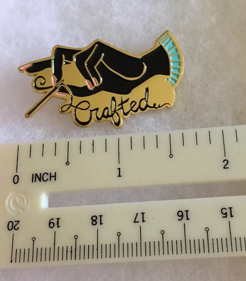 Hand Crafted Lapel Pin Artist Hand Sewn Pinback Crafter Brooch Gold ...
