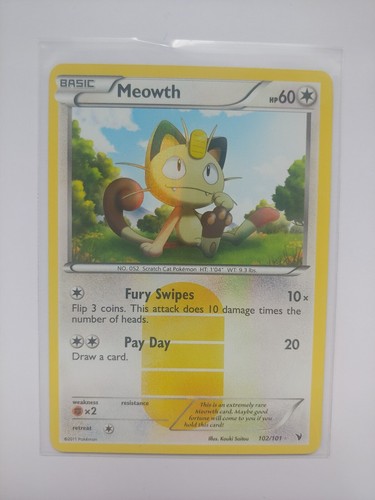 Pokemon Cards - Meowth - 102/101 - Secret Rare Holo BW Noble Victors ...