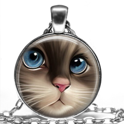 Ragdoll Seal Point Kitty Cat Face Pendant Necklace 24" Ragdoll Mom Gift ...