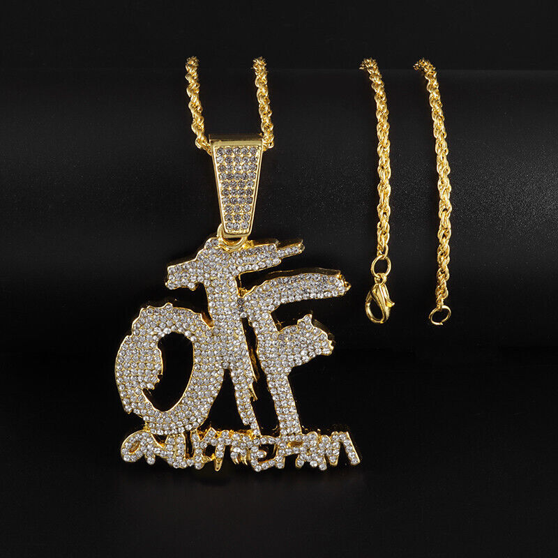 Iced Hip Hop Rapper Letter OTF Pendant ONLY THE FAMILY Necklace Gift ...